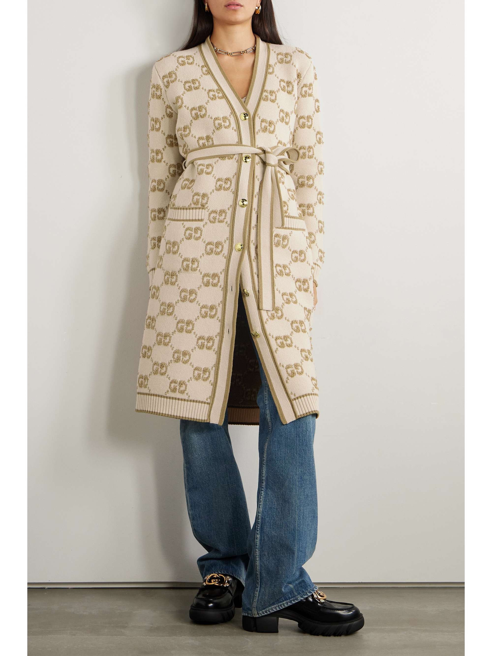 Belted wool-jacquard cardigan Review | Vinchy