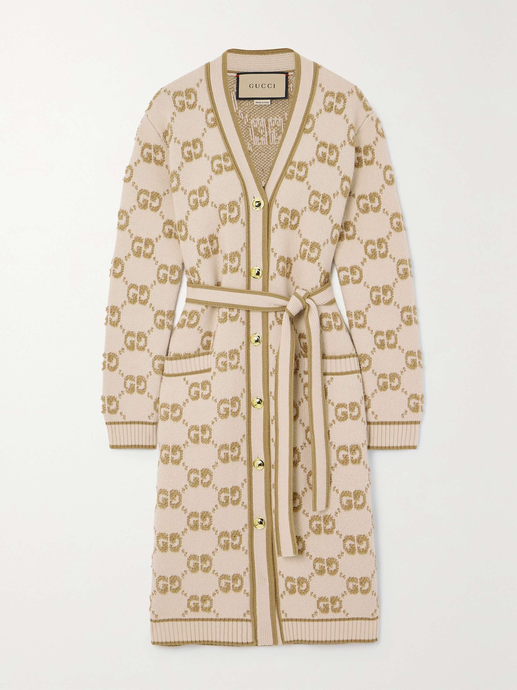 Belted wool-jacquard cardigan Review | Vinchy